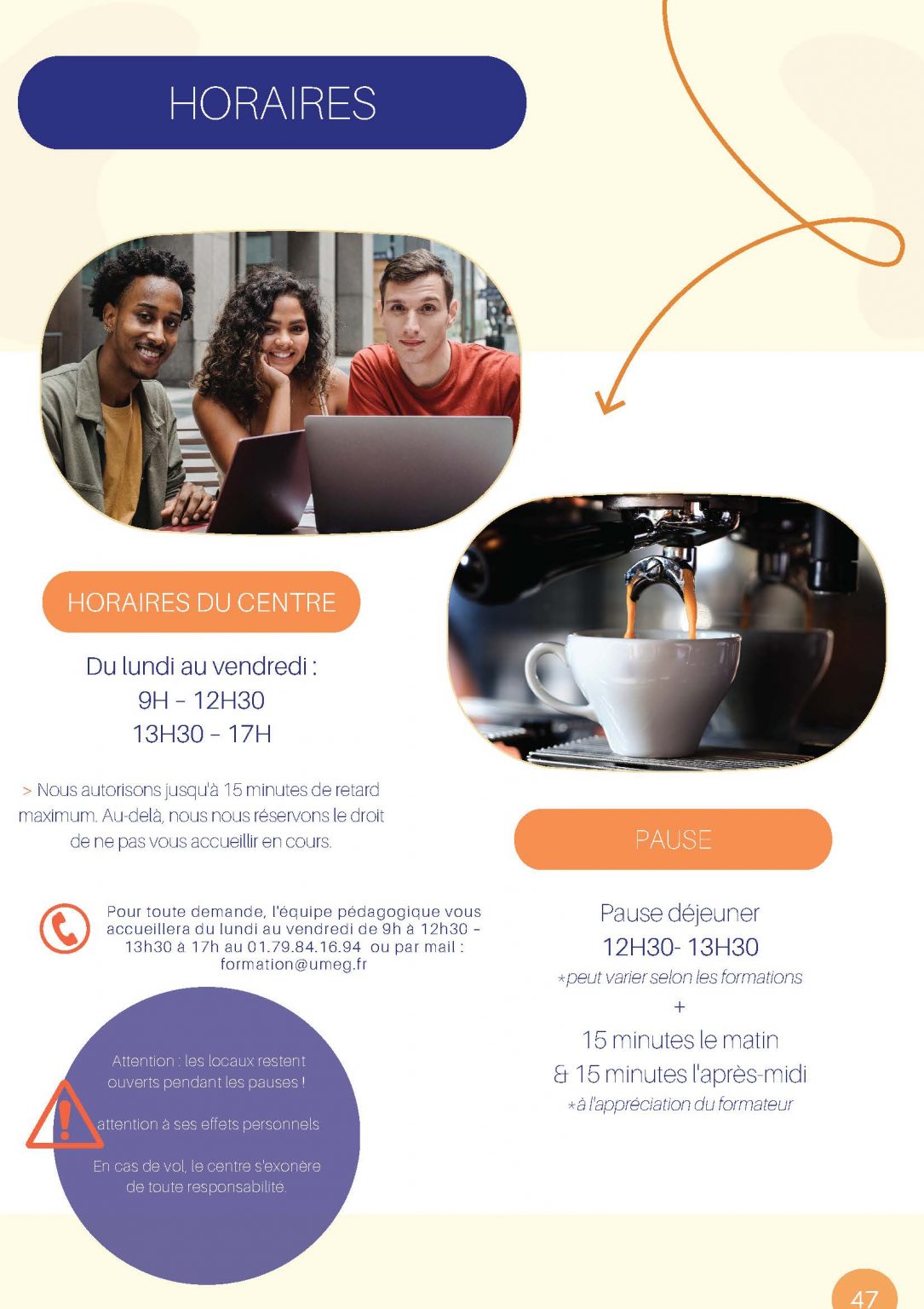 Les horaires – umeg-formations